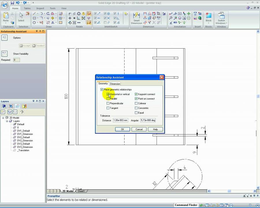 Solid Edge 2D Drafting parametric dxf - YouTube