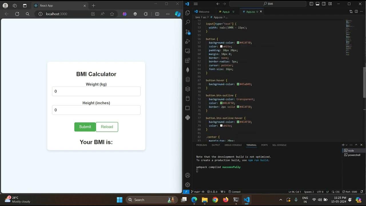 Bmi Calculator Using React Js Youtube