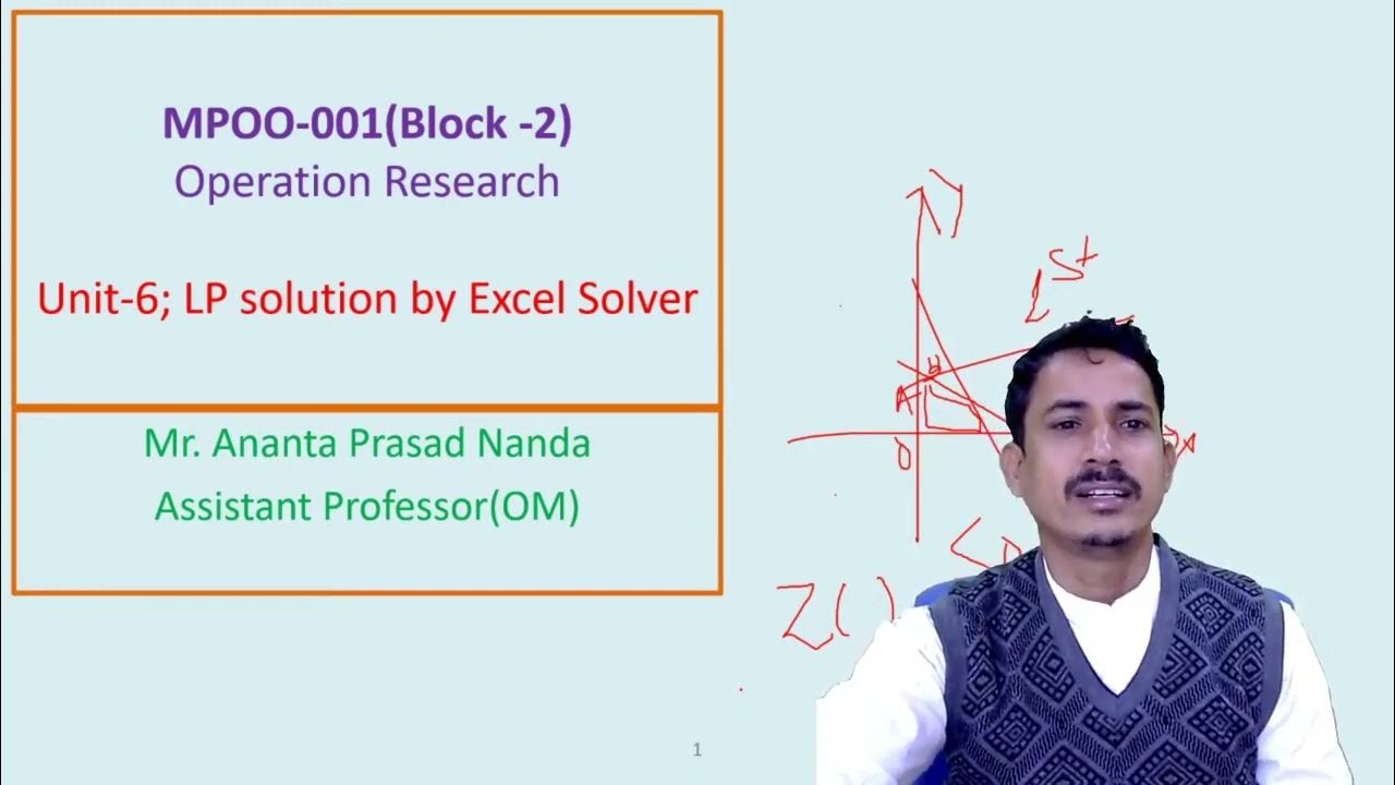 6. Application of Excel Solver to Solve LPP MMPO - 001 Operations ...