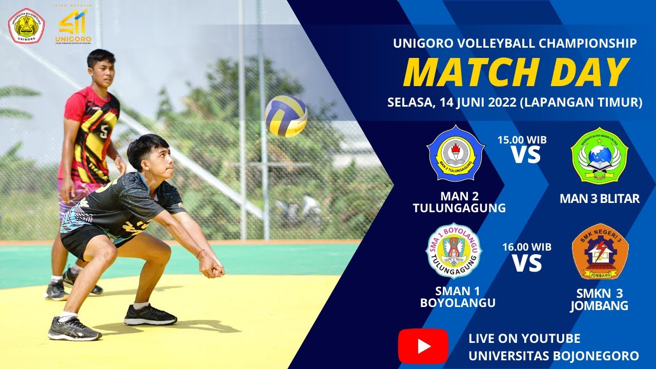 UNIGORO VOLLEYBALL 2022 - [MAN 2 TLGNG VS MAN 3 BLTR] - [SMAN 1 BYLG VS SMKN 3 JBG] - YouTube