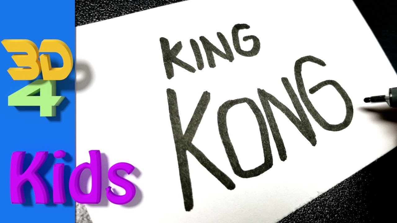 Turn word into cartoon draw very Easy ! KING KONG wordtoon #25 - YouTube