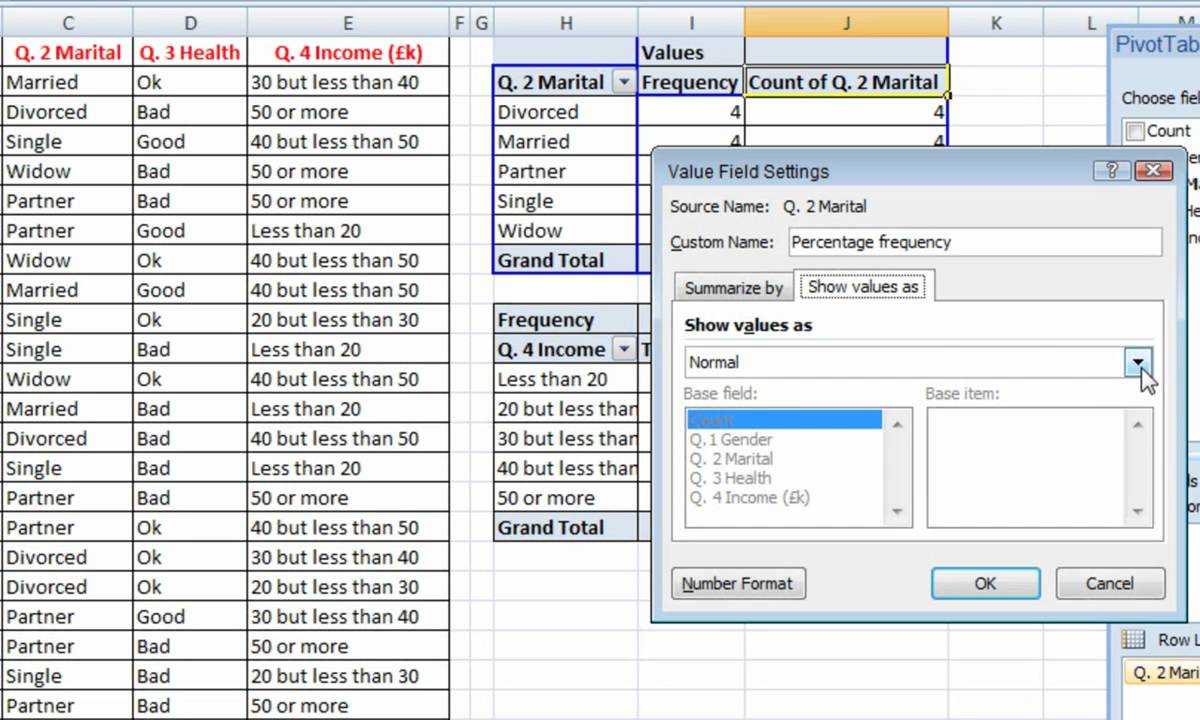 Percentage & cumulative frequency tables - YouTube