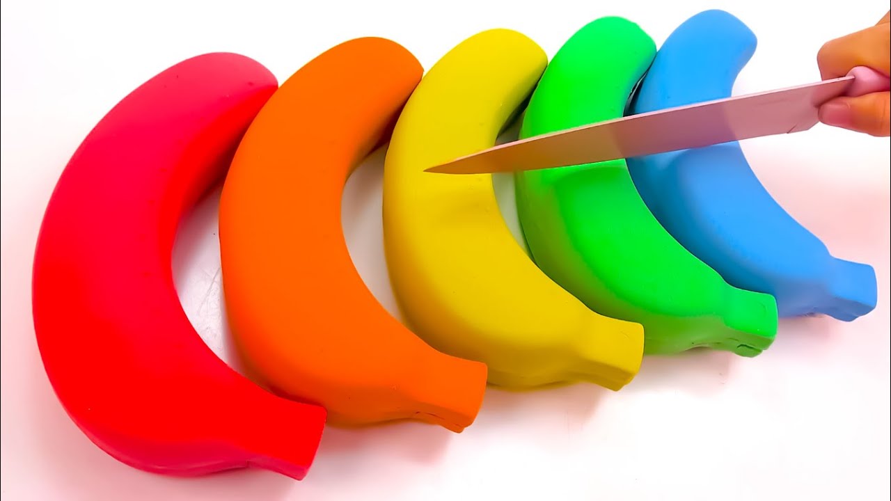 Satisfying ASMR l Making Colorful Banana with Kinetic Sand | Feel Slime ...