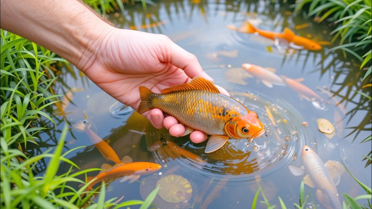 I Love Catch Colorful Aquarium Fish In Small Pond, Dragon Guppy,Neon ...
