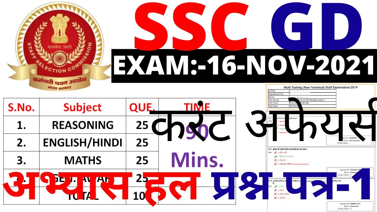 SSC GD CURRENT AFFAIRS IMPORTANT QUESTIONS | SSC GD CURRENT PAPER ...
