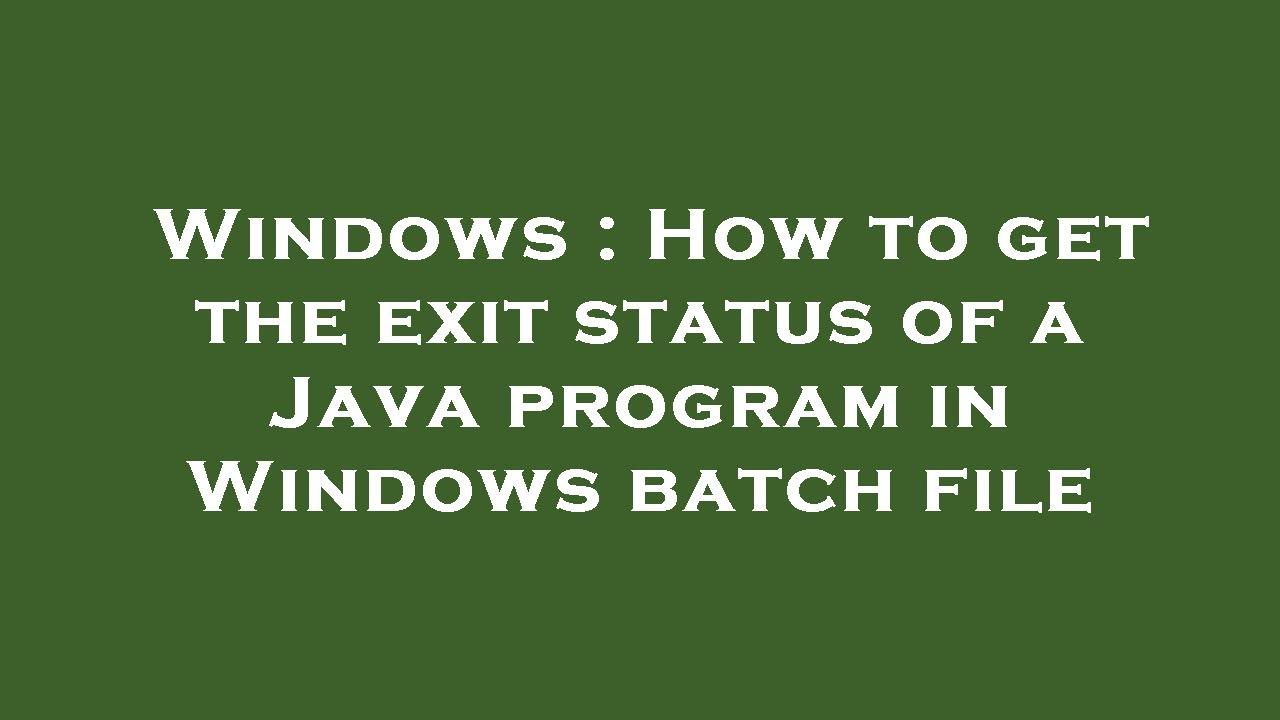 Windows How To Get The Exit Status Of A Java Program In Windows Batch