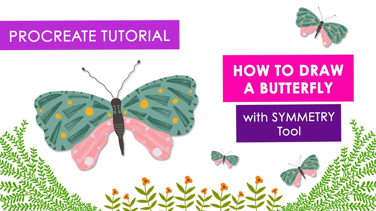 How to Draw a BUTTERFLY - PROCREATE TUTORIAL with SYMMETRY Tool for ...