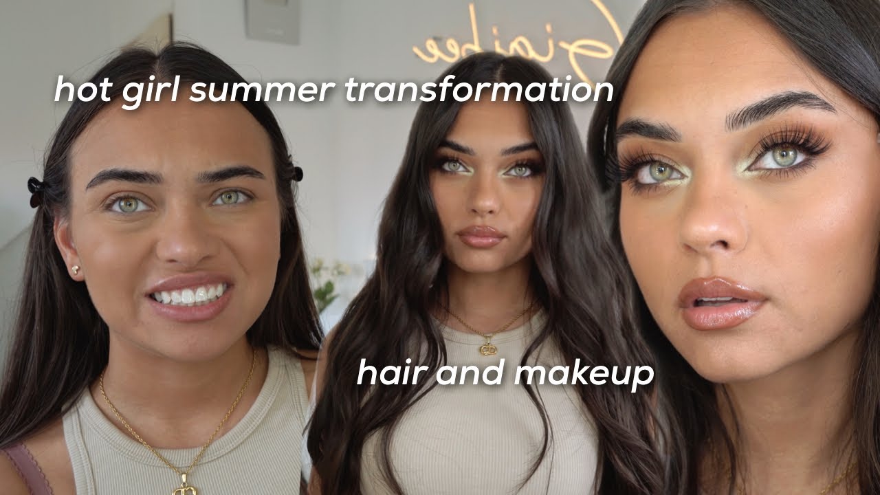 hot girl summer transformation! hair and makeup grwm - YouTube