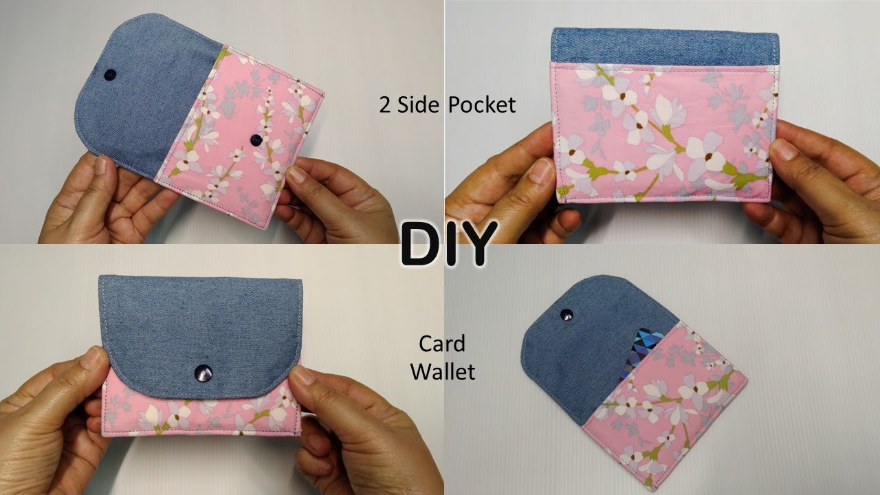 Very Simple DIY Wallet and Easy 2 Side Pocket Mini Card Wallet Sewing ...