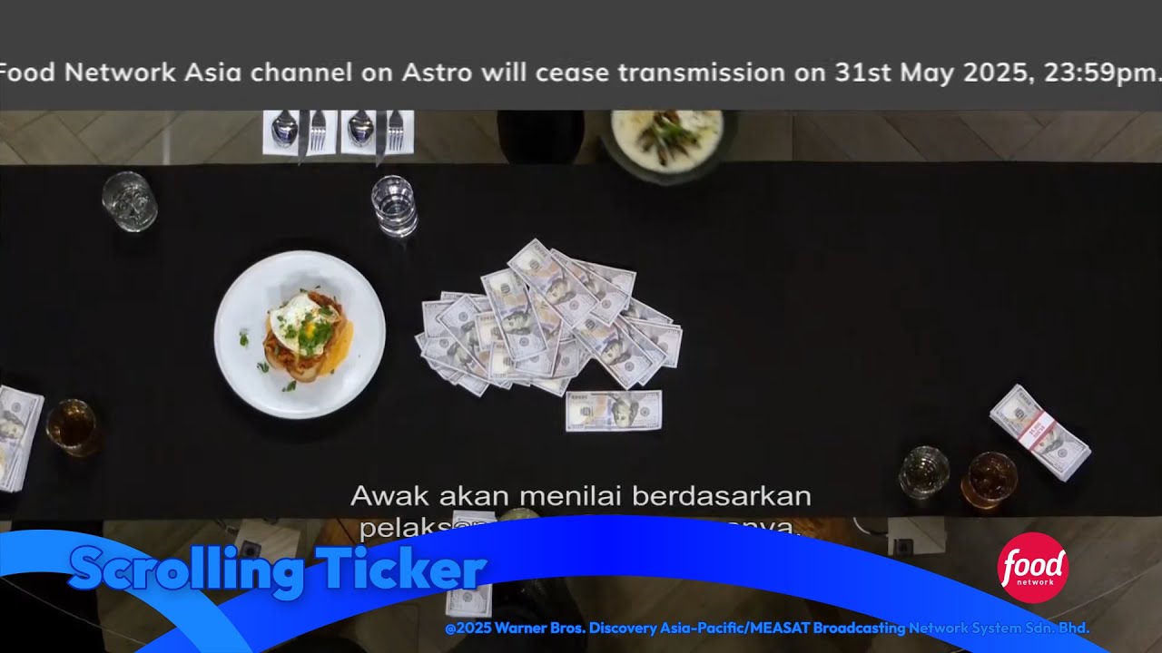 Scrolling Ticker: Food Network Asia will cease transmission on Astro ...