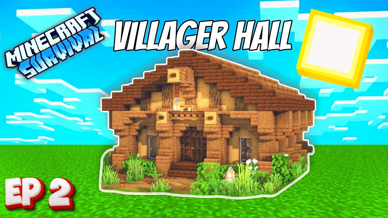I Built a Beautiful Villager Hall in Minecraft Survival 🤩 | Minecraft ...