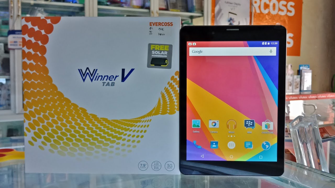 Unboxing TABLET EVERCOSS WINNER V TAB 7,9screen( free Solar Powerbank ...