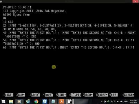 How to make simple calculator using PC-BASIC (by GOTO statement) - YouTube