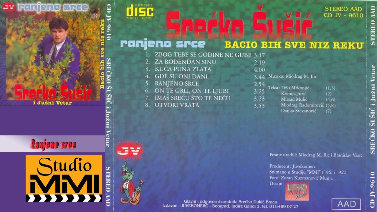 Srecko Susic i Juzni Vetar - Ranjeno srce (Audio 1996) - YouTube
