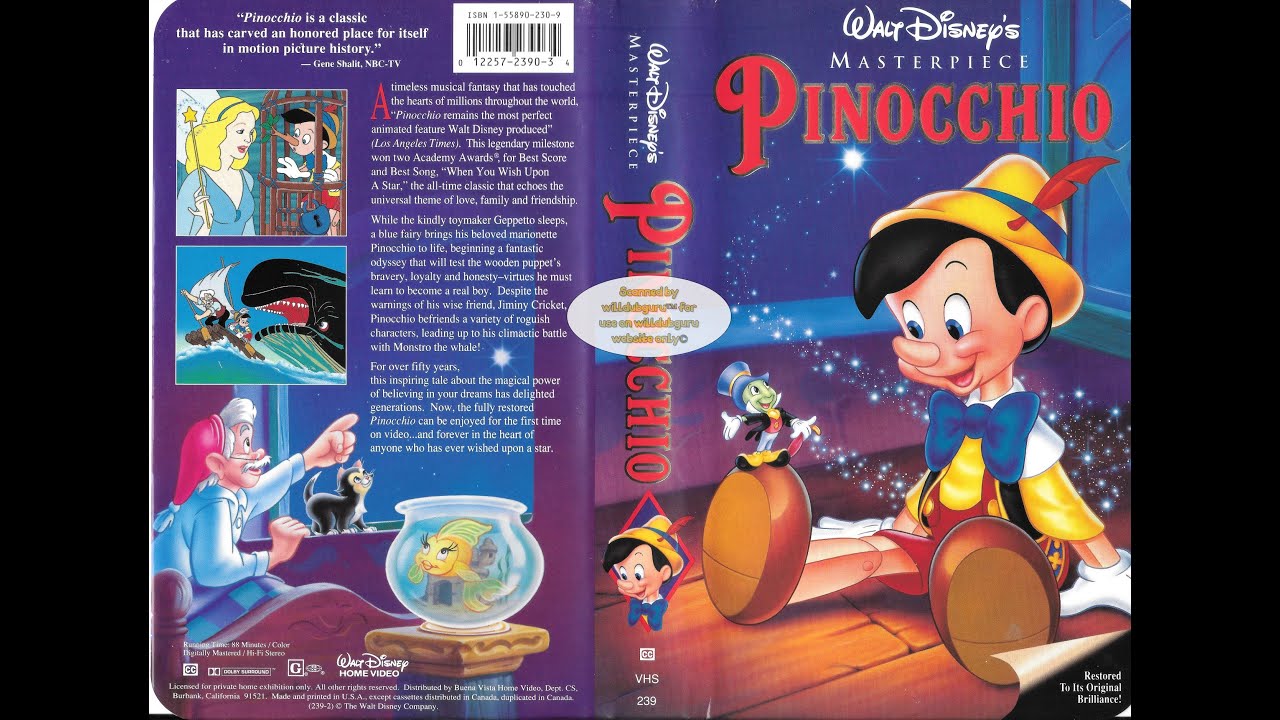 Pinocchio Vhs 1993
