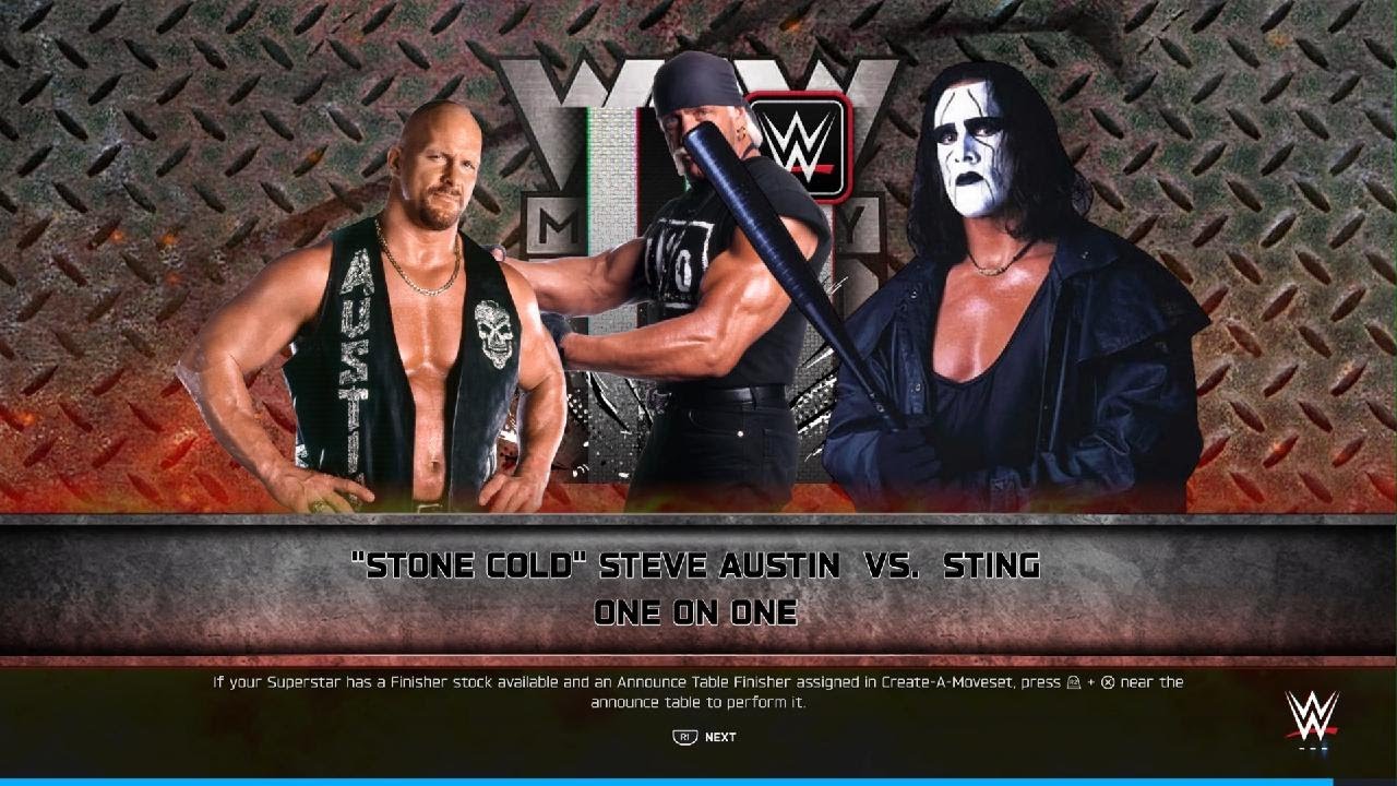 WWE 2K25 "Stone Cold" Steve Austin vs Sting with Hollywood Hogan as ...