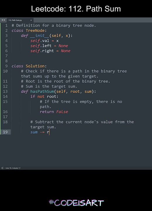 Leetcode 112 Path Sum In Python Python Leetcode Python Coding 8156
