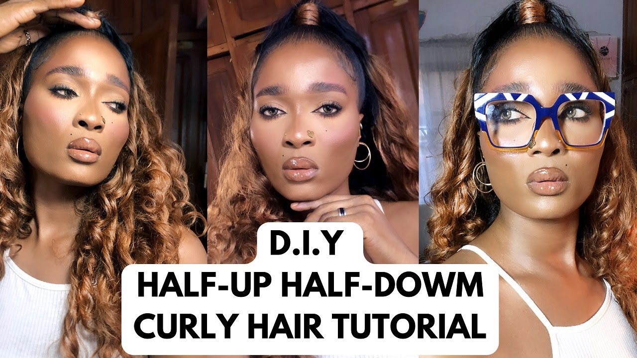 How To - DIY half up half down Affordable Curly Weave | Step by Step ...