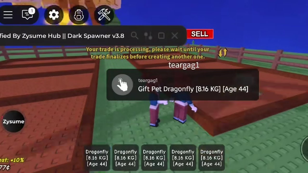Gifting DRAGONFLY using the OG! Dark Spawner Script 🦟 | Grow a Garden ...