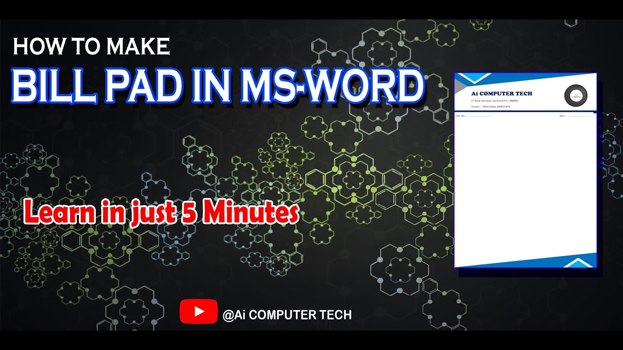 How to make bill pad in Ms word 😁 || Word me bill paid kaise banai||# ...