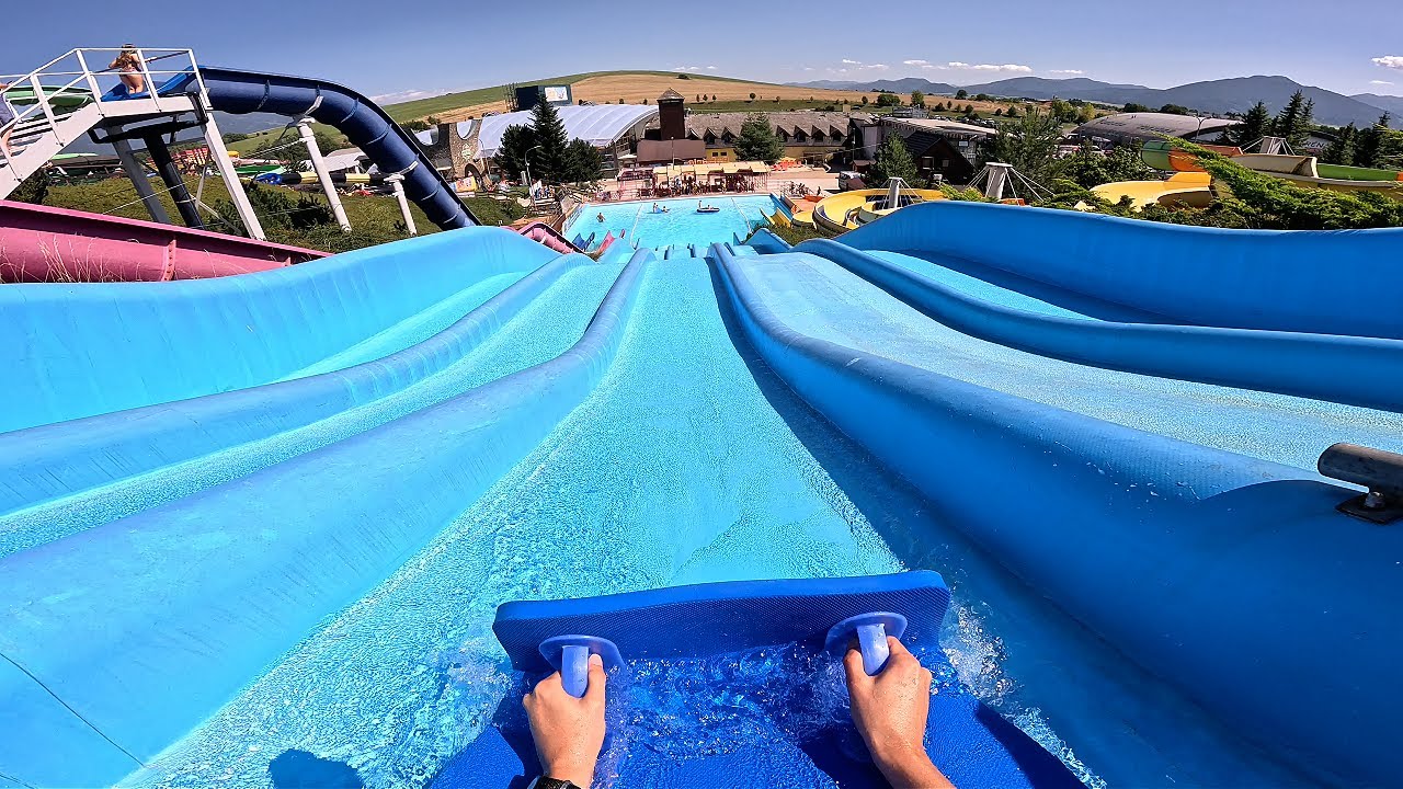 Triple Splash Water Slide | Tatralandia Aquapark Slovakia | POV 4K ...