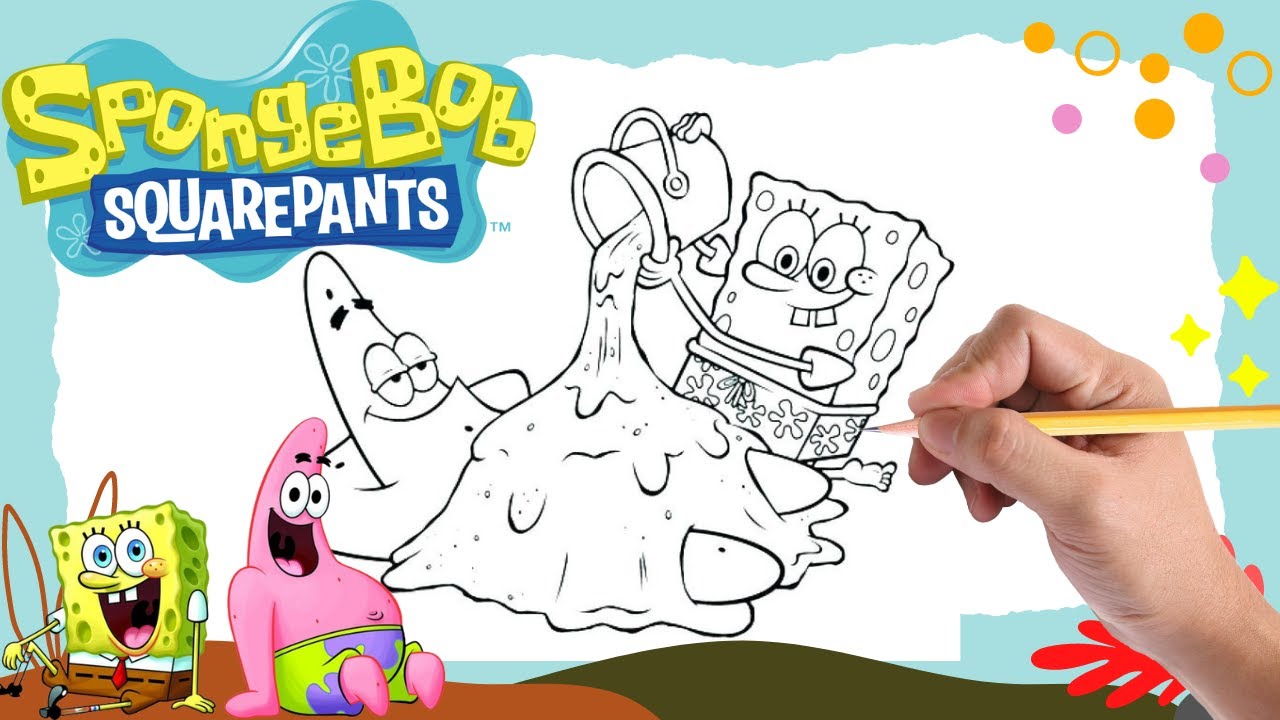 Drawing For Kids | SpongeBob And Patrick Playing In The Sand Full ...