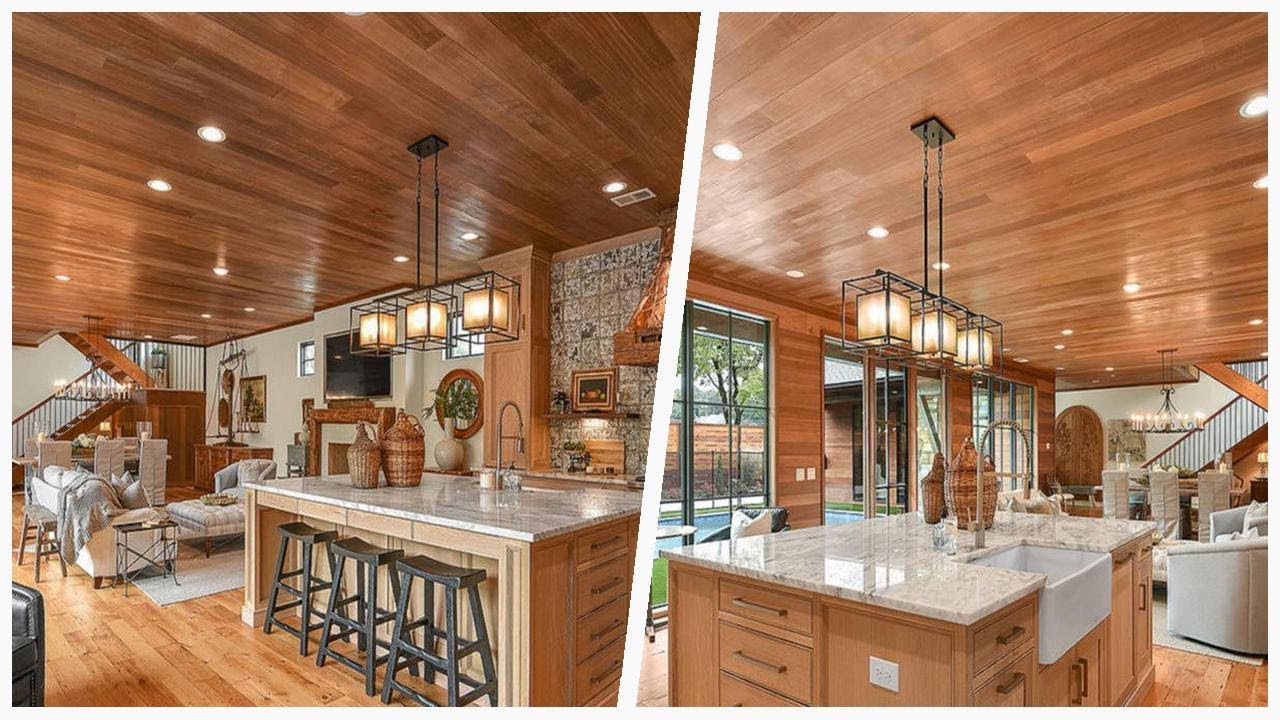 75 Wood Ceiling Open Concept Kitchen Design Ideas You'll Love 🟡 - YouTube