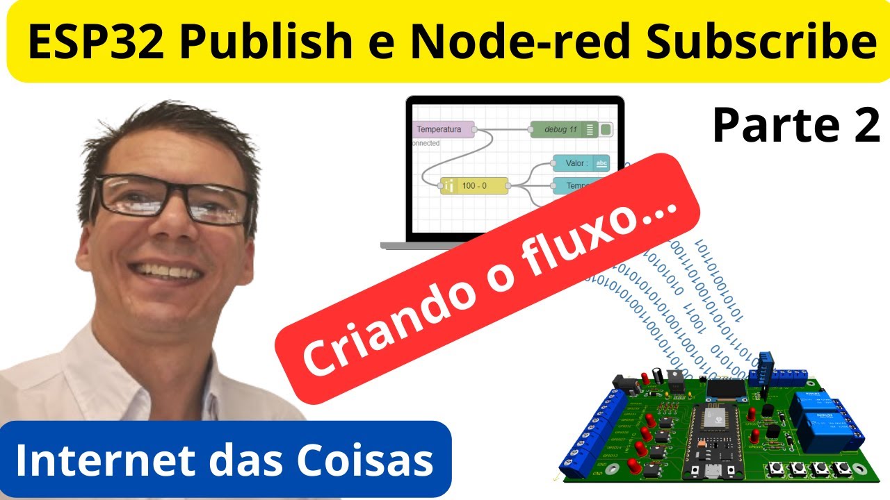 "Criando seu fluxo para o Node-RED assinar ou receber dados do ESP32 de ...