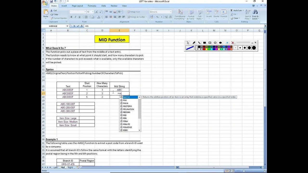 Excel Left, Mid & Right Functions @ Invest on yourself - YouTube