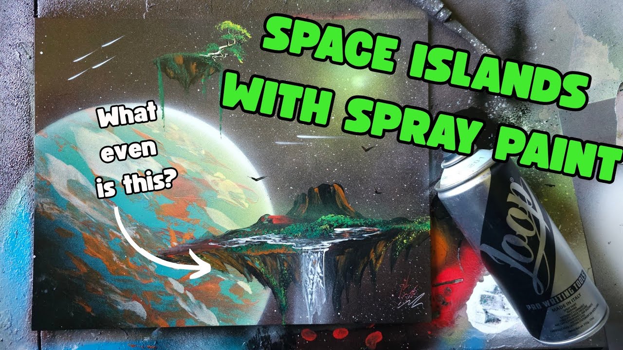 Space Islands Spray Paint Art Tutorial! - YouTube