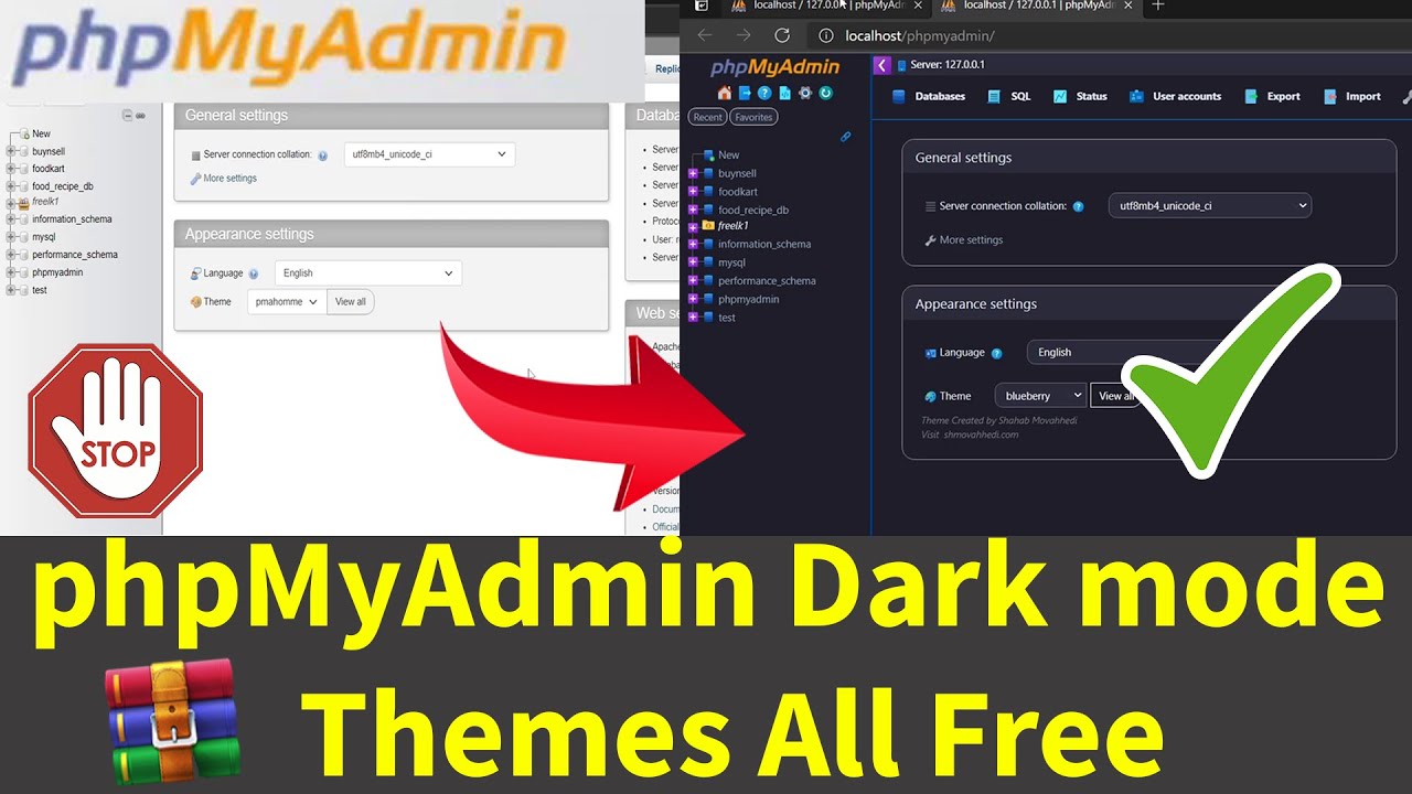 How To Enable Dark Theme On phpMyAdmin Panel - YouTube
