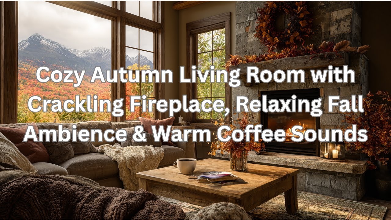 Cozy Autumn Living Room with Crackling Fireplace, Relaxing Fall ...