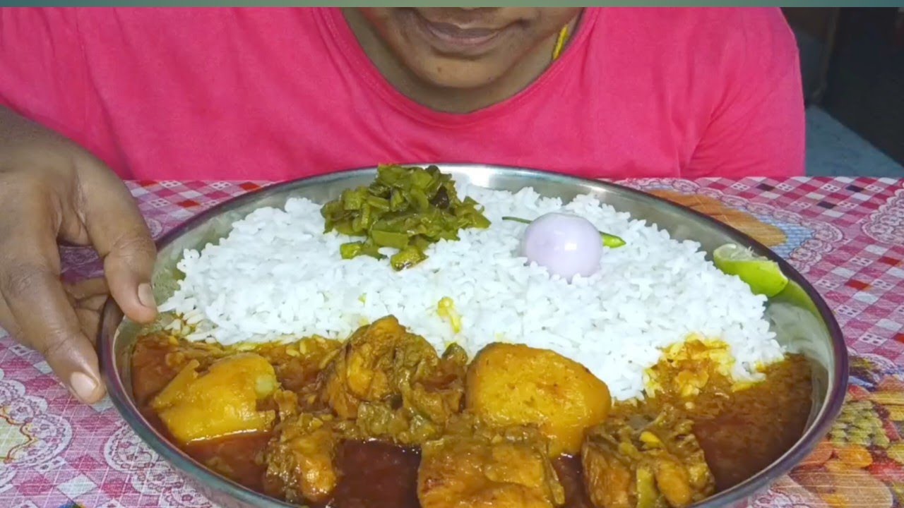 Eating Show;Rice and lal lal chicken kosha, chichinga fry 🤤#asmr# ...