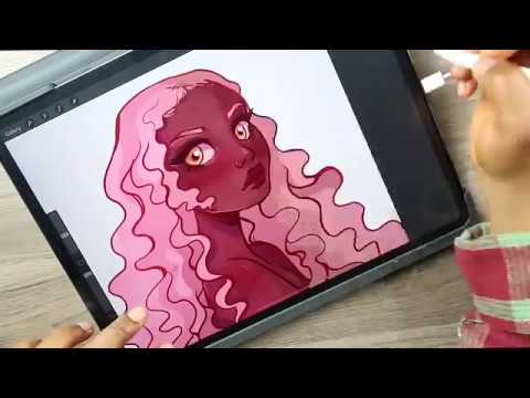 Coloring in 3 DIFFERENT COLORING STYLES!! Procreate digital art - YouTube