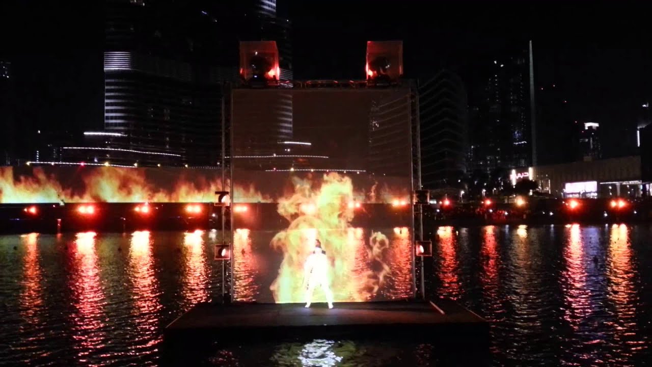 Dubai fountain water fire light show - YouTube
