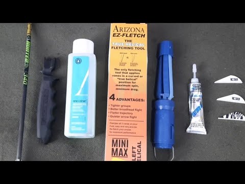Refletching an arrow using the Arizona EZ Fletch Mini Max fletching jig ...