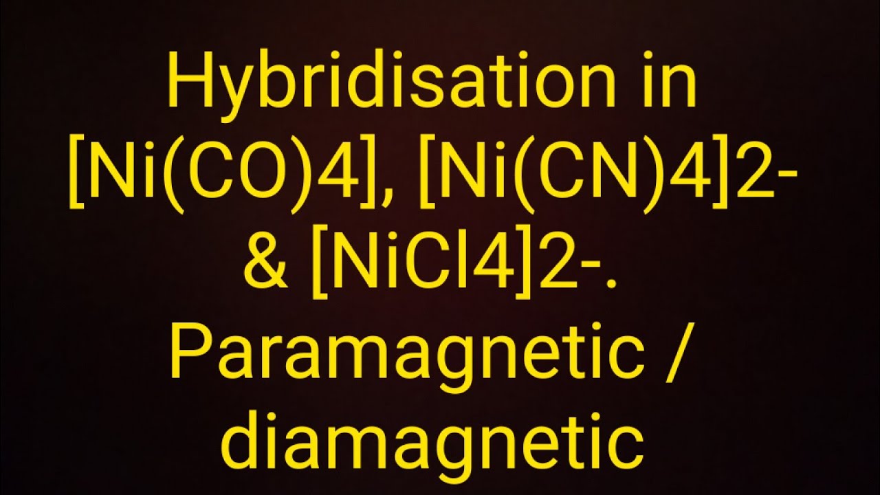 Hybridisation & magnetic nature of complex compounds or ions. [Ni(CO)4 ...