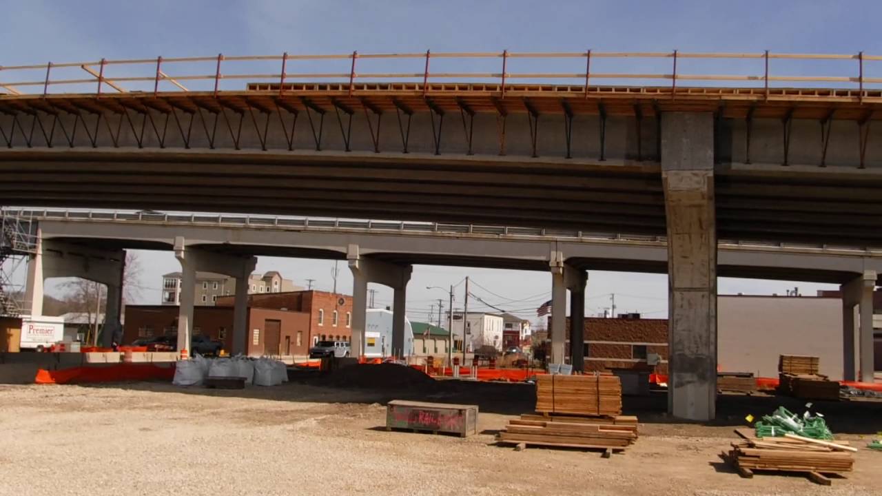 Construction of new bridge in Winona Minnesota USA - YouTube