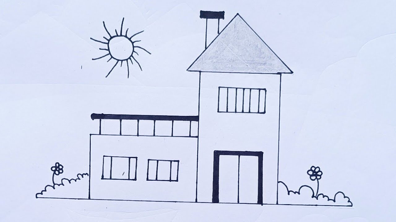 How to draw a easy beautiful House 🏠 my house picture art।। - YouTube