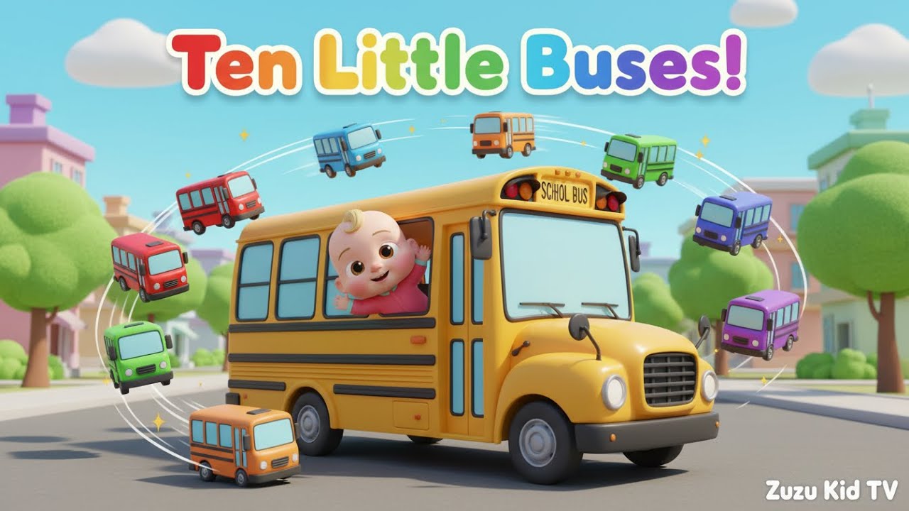 Ten Little Buses Song – Nursery Rhyme, Counting, and Vehicle Fun with ...