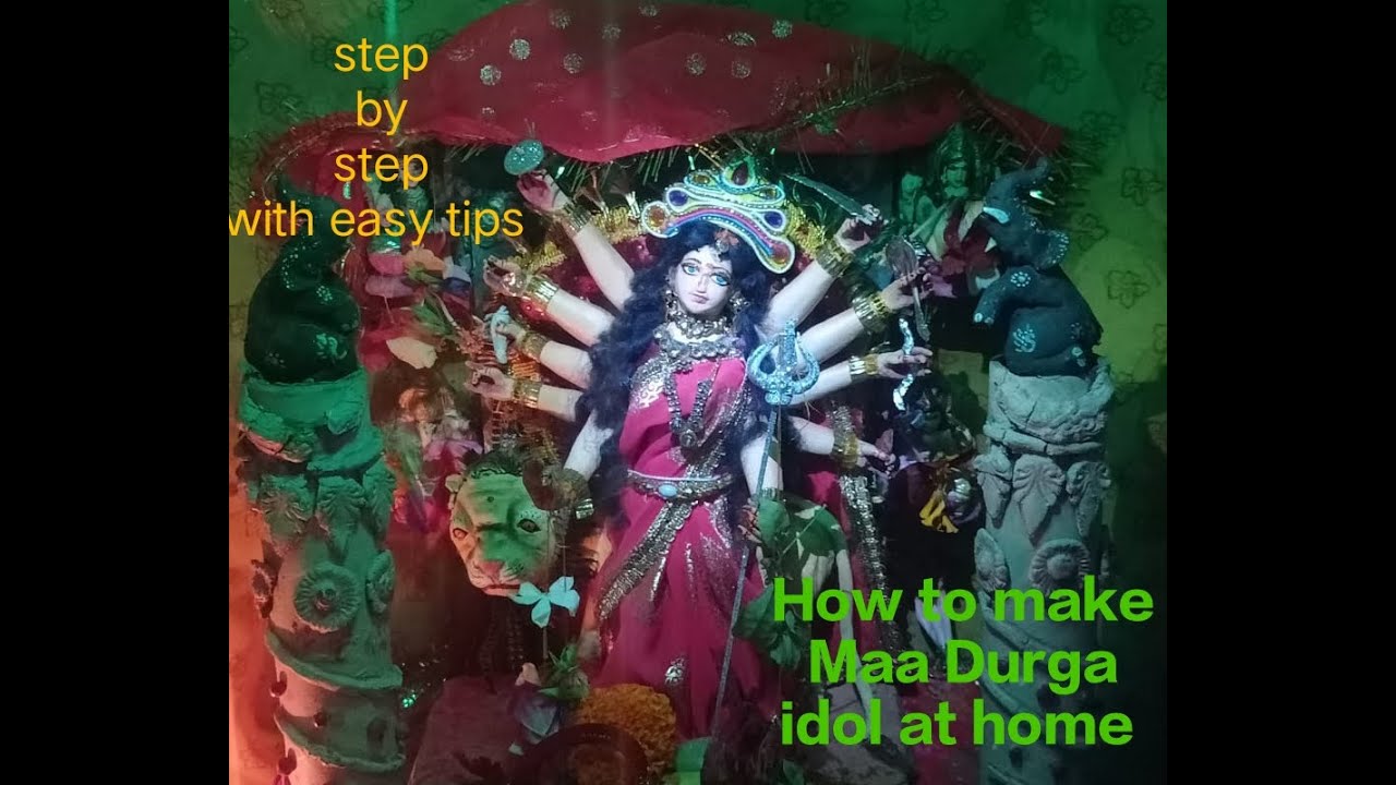 #small_Durga Idol making at home miniature Durga Idol making with clay ...