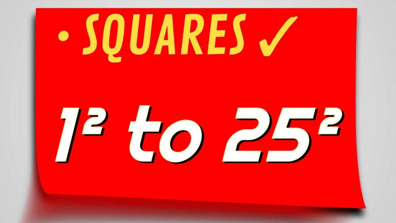 1 To 25 SQUARES | Squares 1 to 25 | 1 to 25 Squares | square 1 se 25 ...
