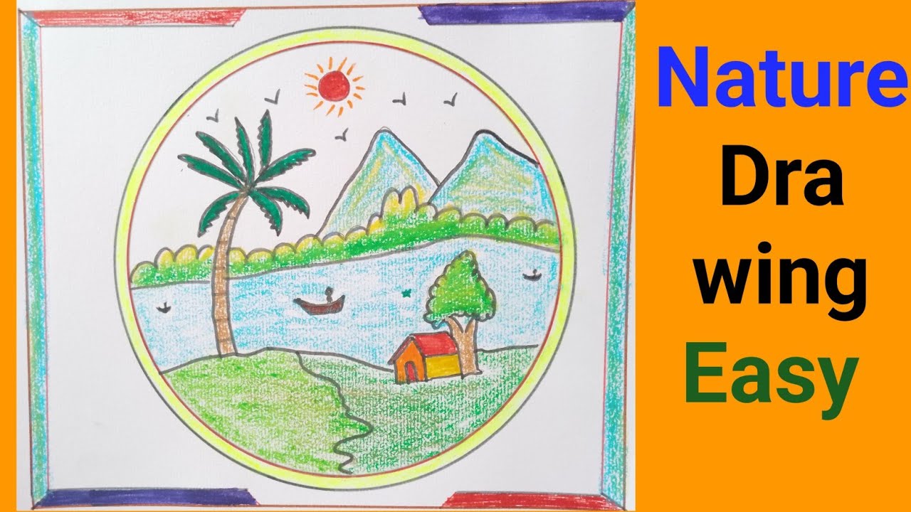 circle Nature Drawing colour art | colour drawing easy |How to draw a ...