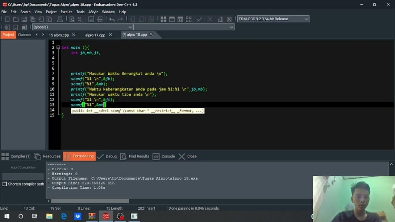 Bahasa C || #17 Urutan || Menghitung Waktu Tempuh - Algoritma & Pemrograman - YouTube