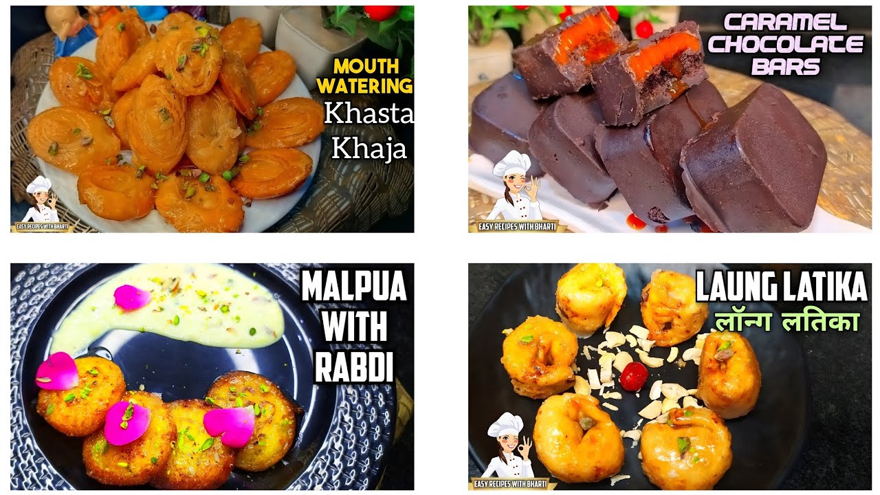 4 Dessert Combo Recipes | Khasta Khaja, Malpua with Rabdi, Laung Latika ...