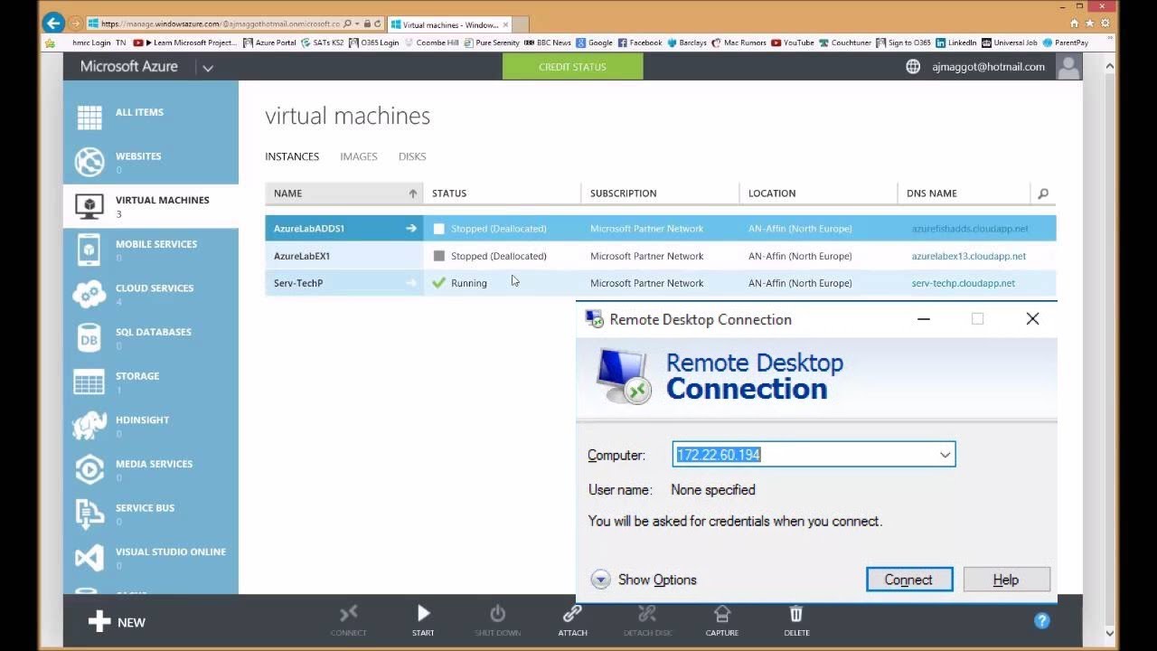How To Connect To A Virtual Machine In Microsoft Azure Using Rdp Youtube