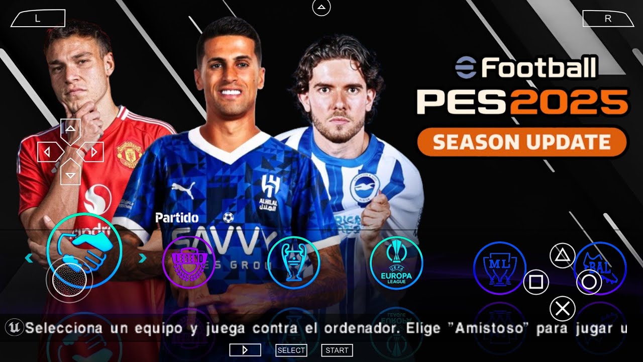 eFOOTBALL PES 2025 PPSSPP EM HD EUROPEUS FACES REALISTAS LIGAS ATUALIZADOS & KITS 2024/25 - YouTube