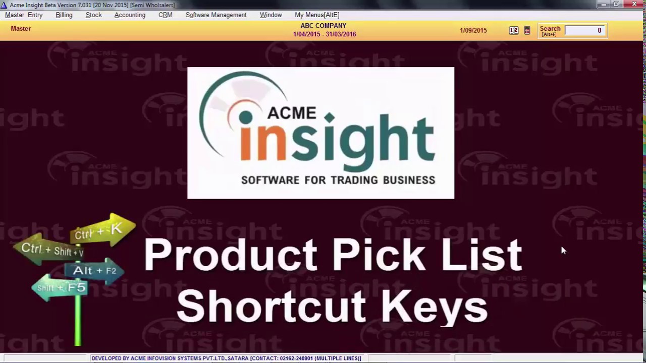Product Picklist Shortcut Keys For Pharma & Agri In Acme Insight ...