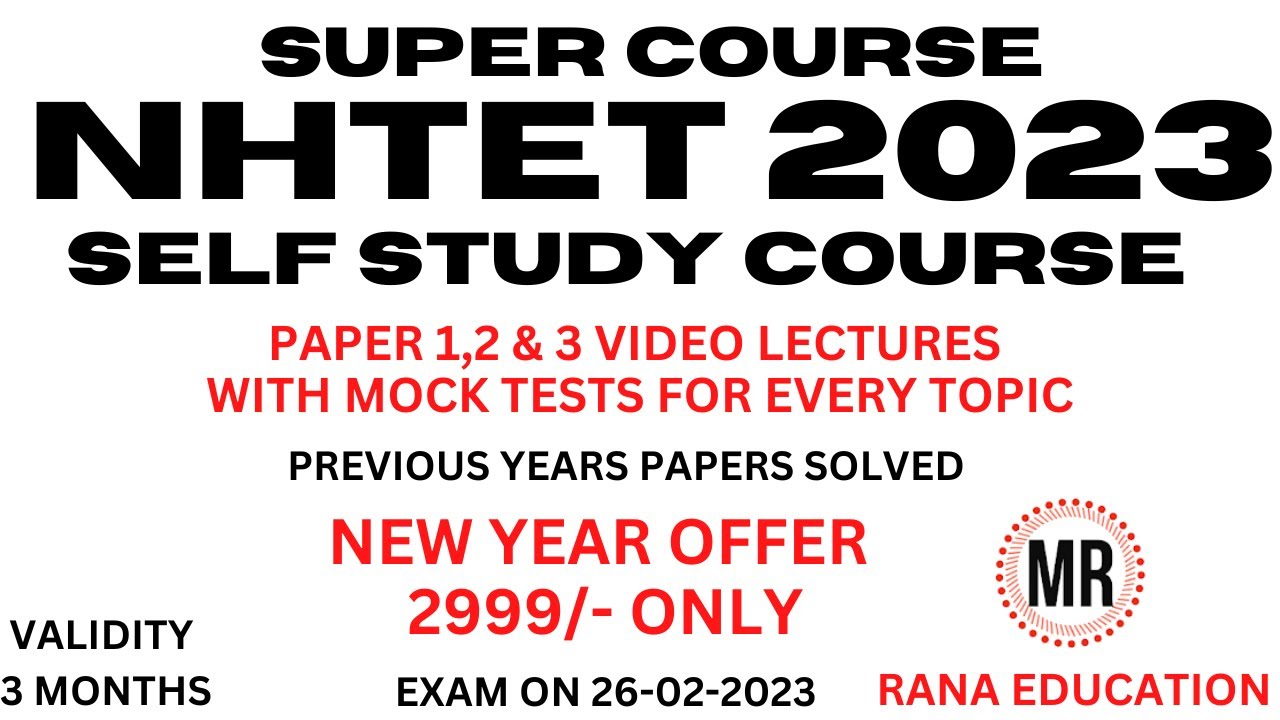 NHTET 2023 SUPER Course ️ NHTET Previous years question papers SELF ...