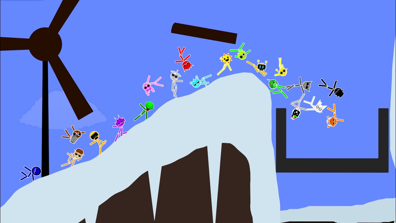 ncredibox Sprunki Race To Climb highest ice Mountain in Algodoo │ Level ...